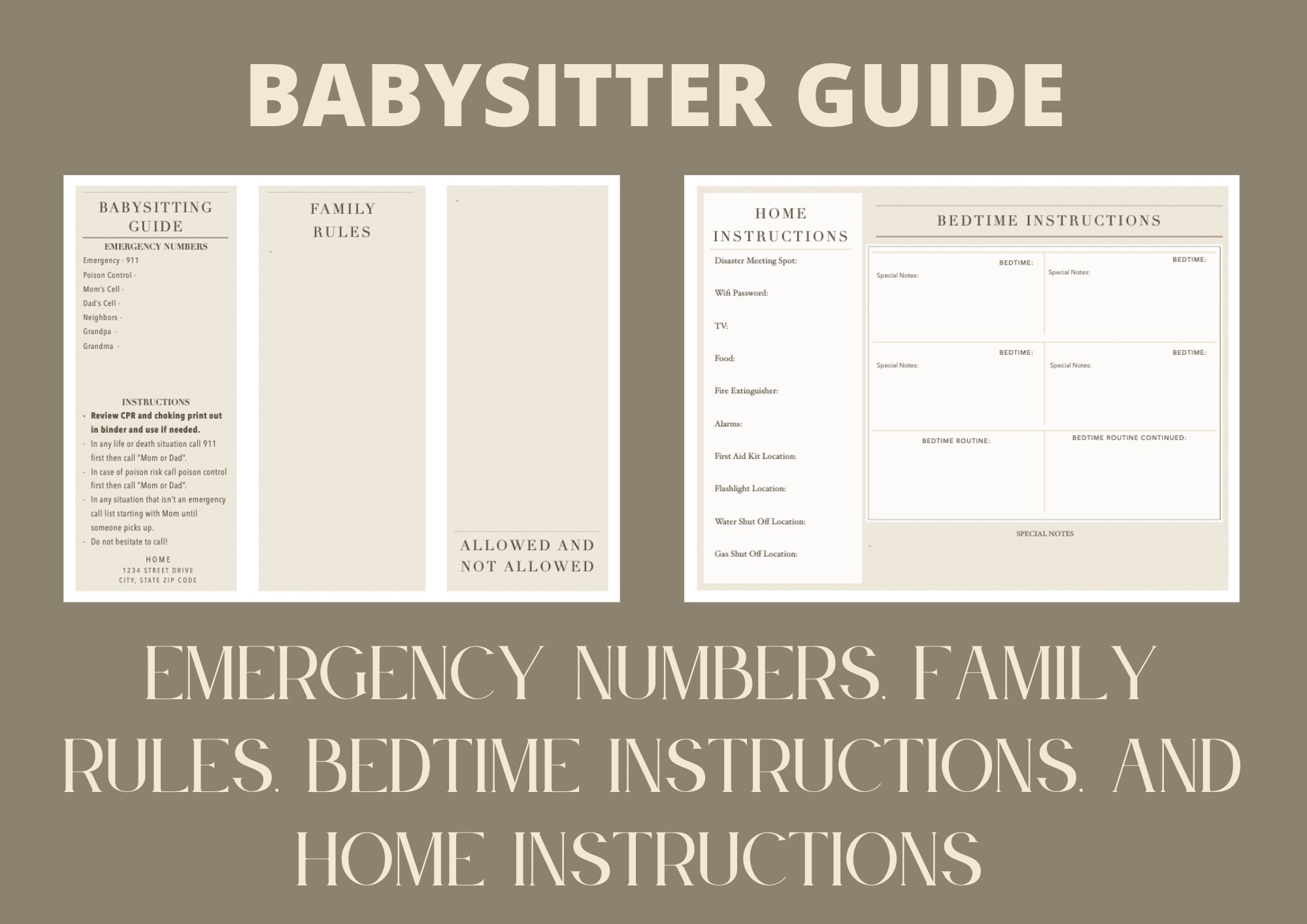Babysitter Guide - Etsy