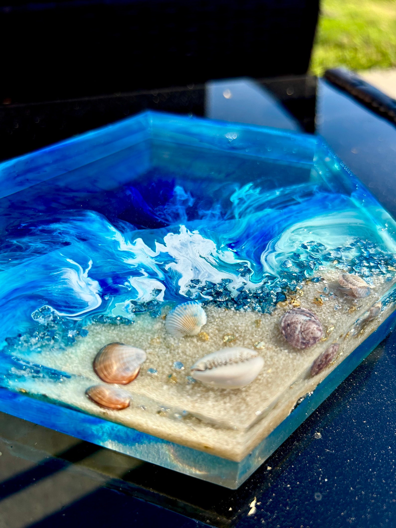 Beach Resin Hexagon FREE SHIPPING - Etsy