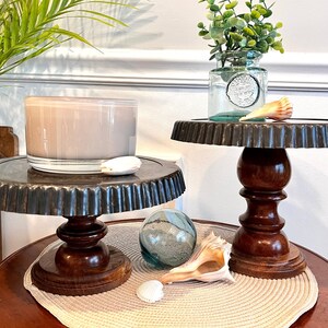 Antique Tart Pan Cake Display Pedestal Riser Made From Repurposed Solid ...