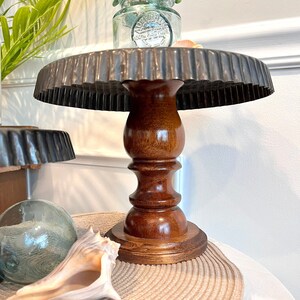 Antique Tart Pan Cake Display Pedestal Riser Made From Repurposed Solid ...