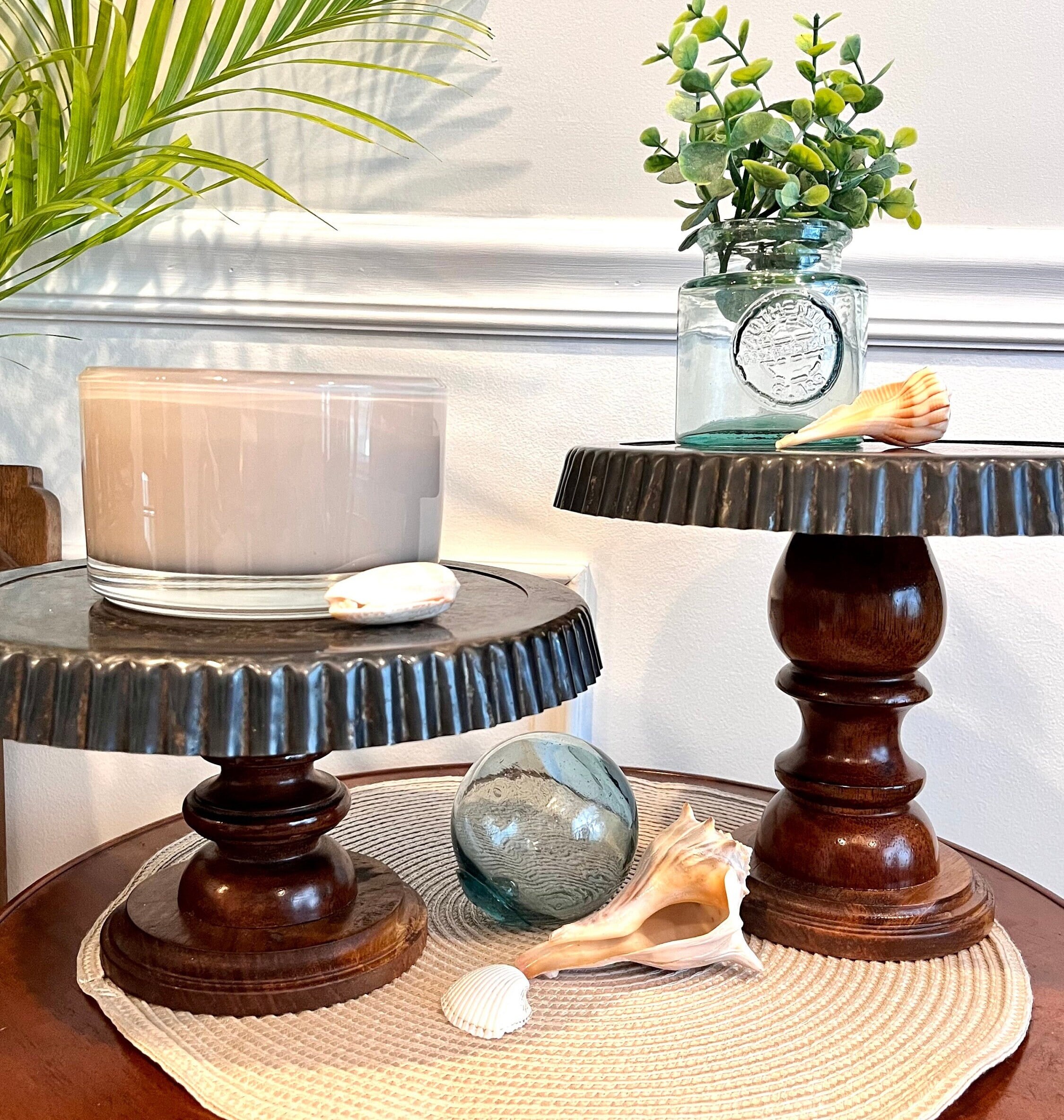 Antique Tart Pan Cake Display Pedestal Riser Made From Repurposed Solid ...