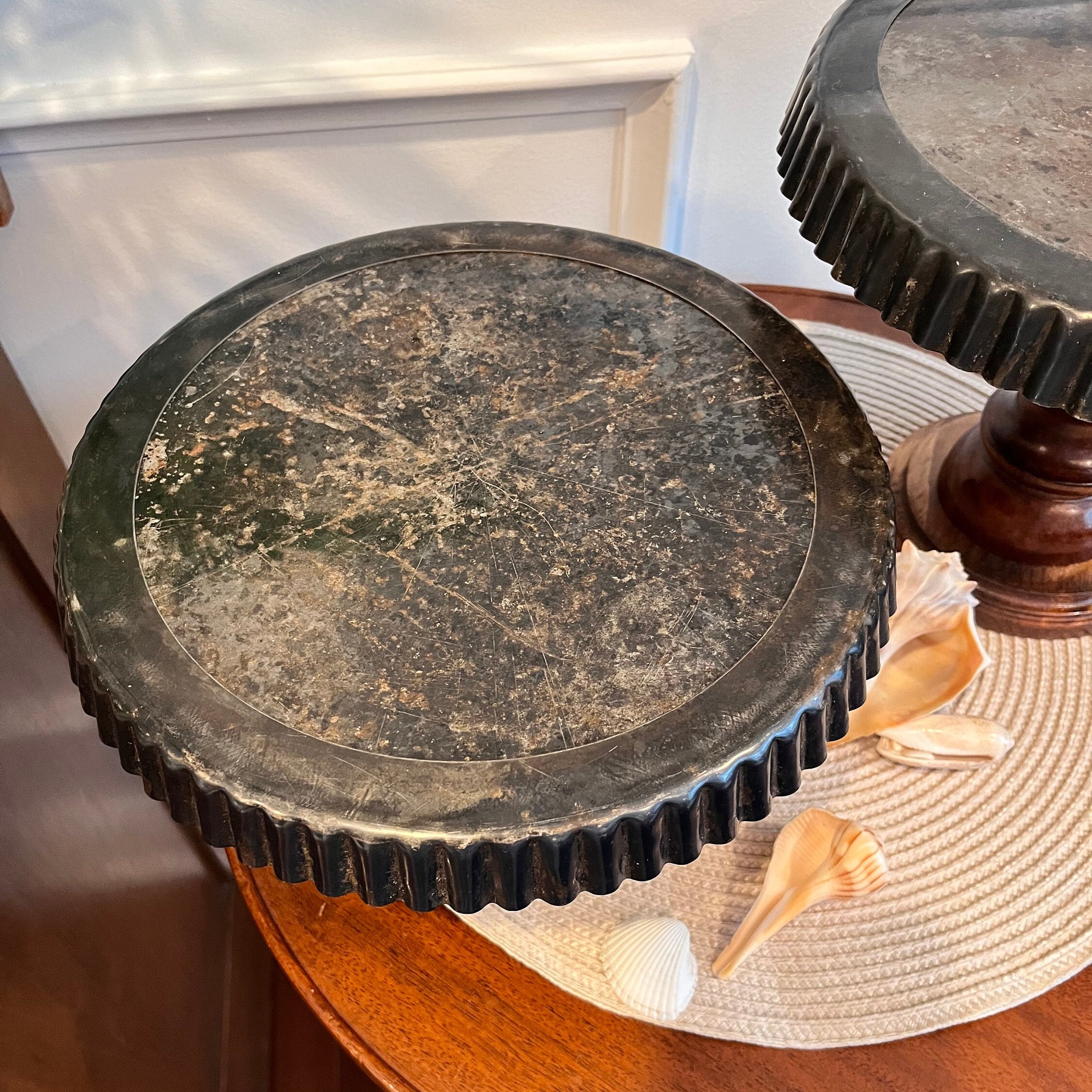 Antique Tart Pan Cake Display Pedestal Riser Made From Repurposed Solid ...