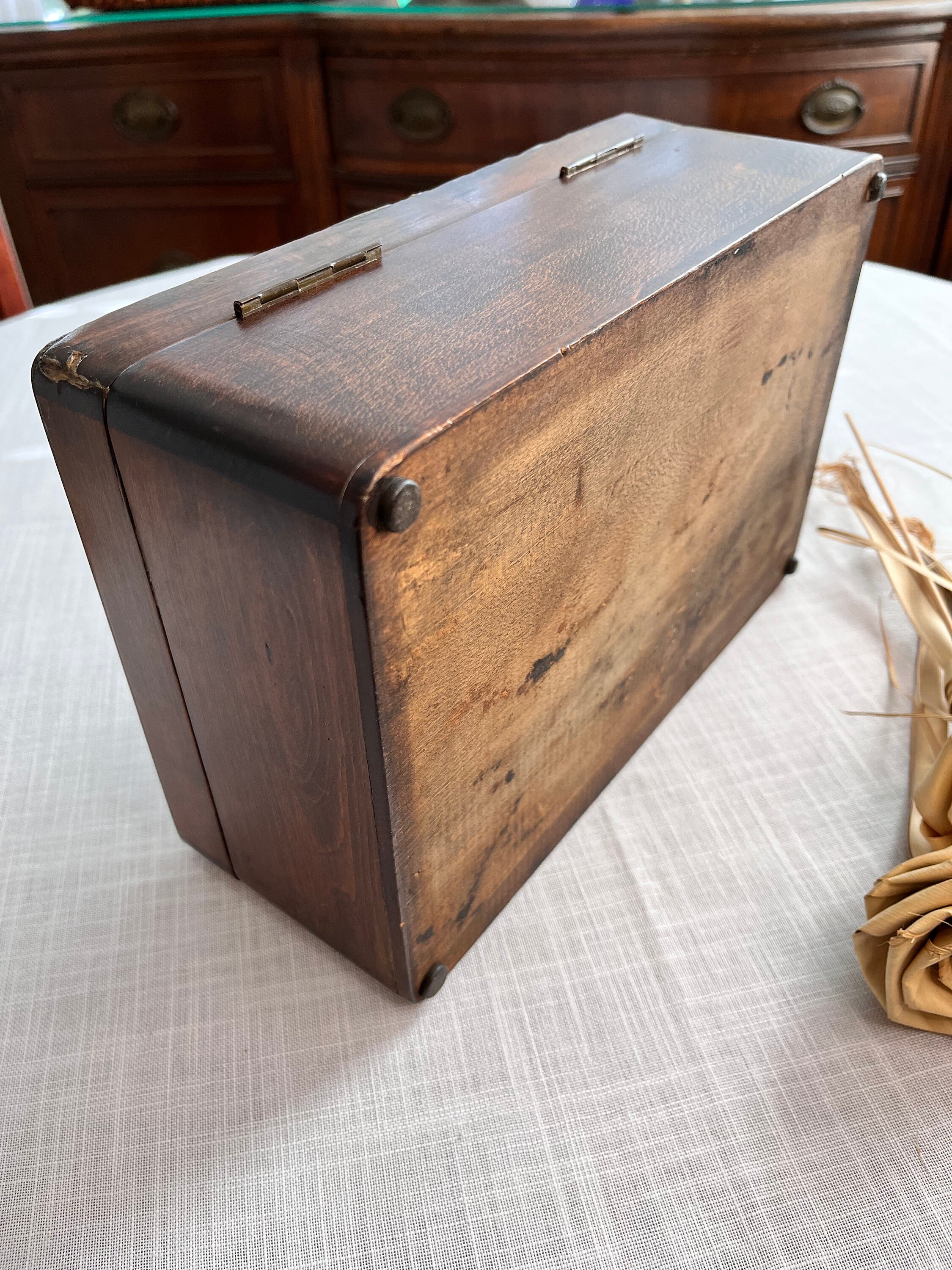 Large Antique Solid, Heavy, Wood Box With Corroded Metal Lining. Very ...