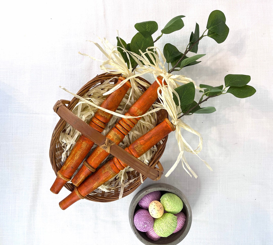 Set of 3 Rustic Wood Carrots, From 11 Inch Spindles. Upcycled From ...