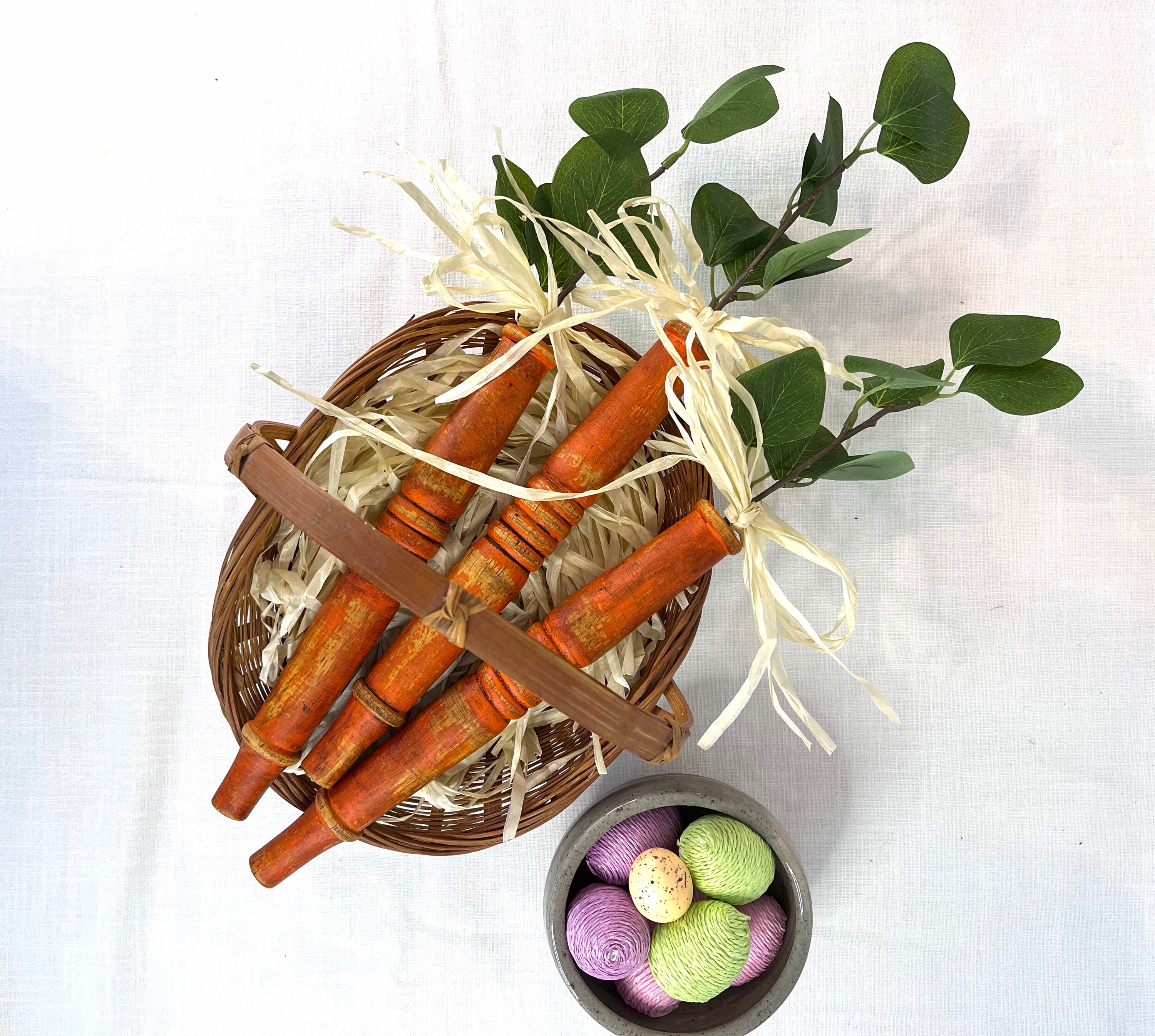 Rustic Wooden Carrots Set of Three, From 11 Inch Spindles. Upcycled ...