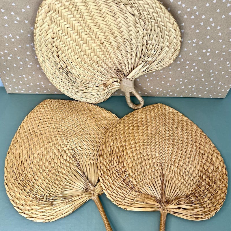 Palm Leaf Hand Fans - Etsy