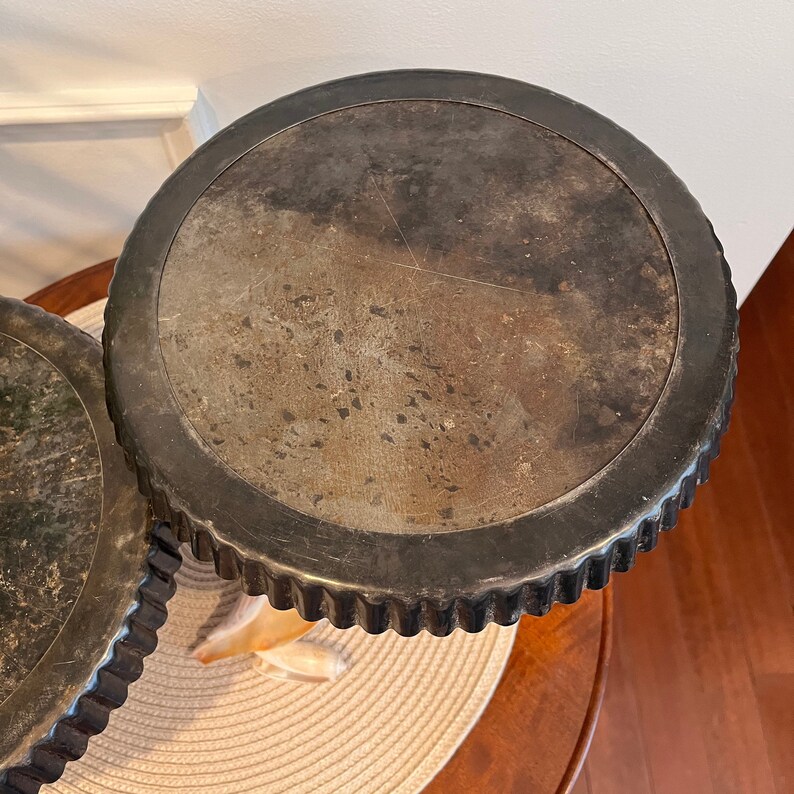 Antique Tart Pan Cake Display Pedestal Riser Made From Repurposed Solid ...