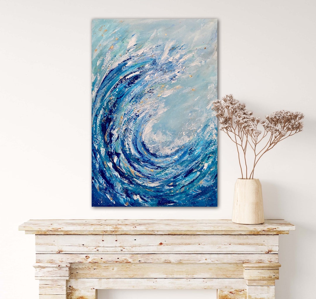 30” X 20” ORIGINAL Abstract Painting - Sea of Emotion - Blue Textured ...