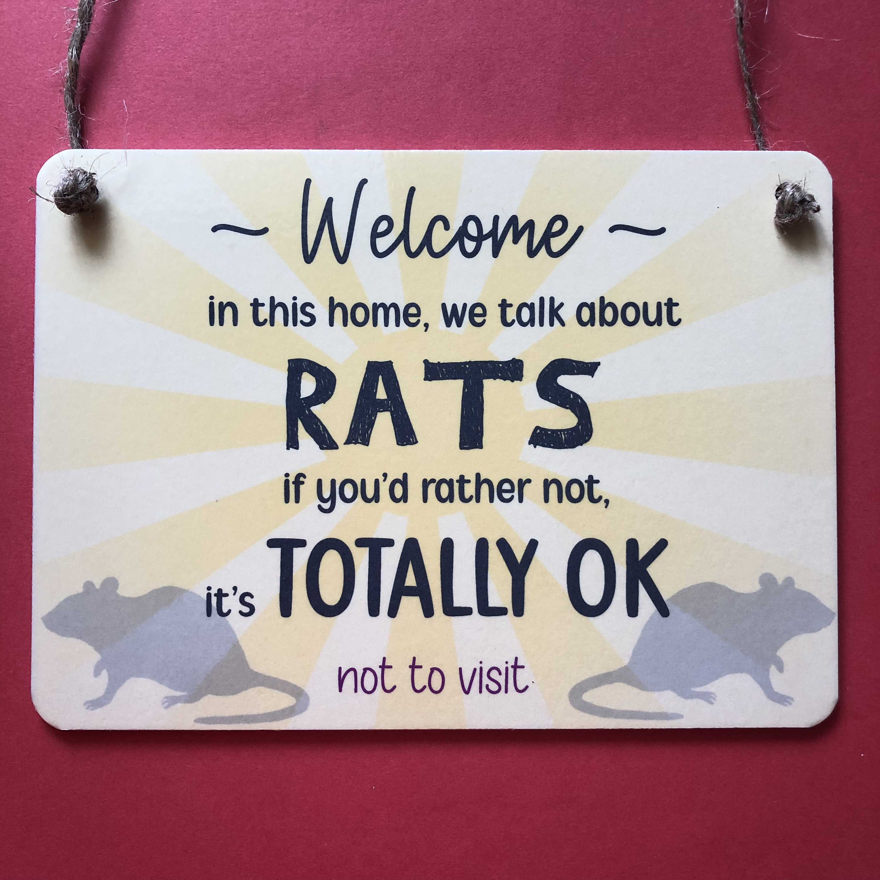 Rat Owner Cheeky Novelty Welcome Sign - Etsy
