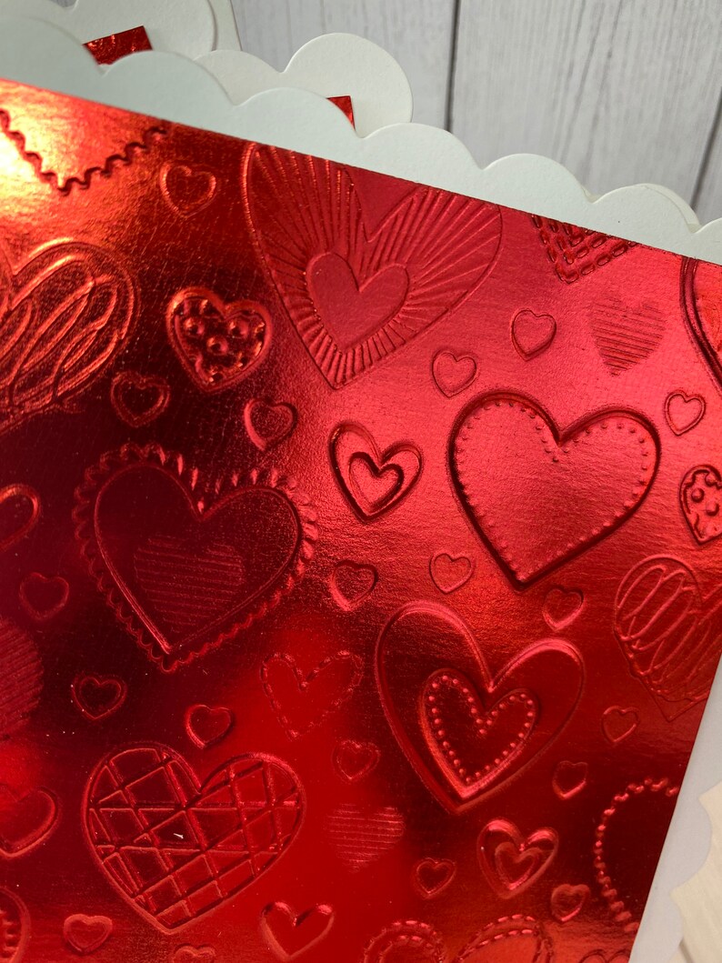 Set of Four Embossed Foil Heart Notecards, Valentine Card, Crafting ...