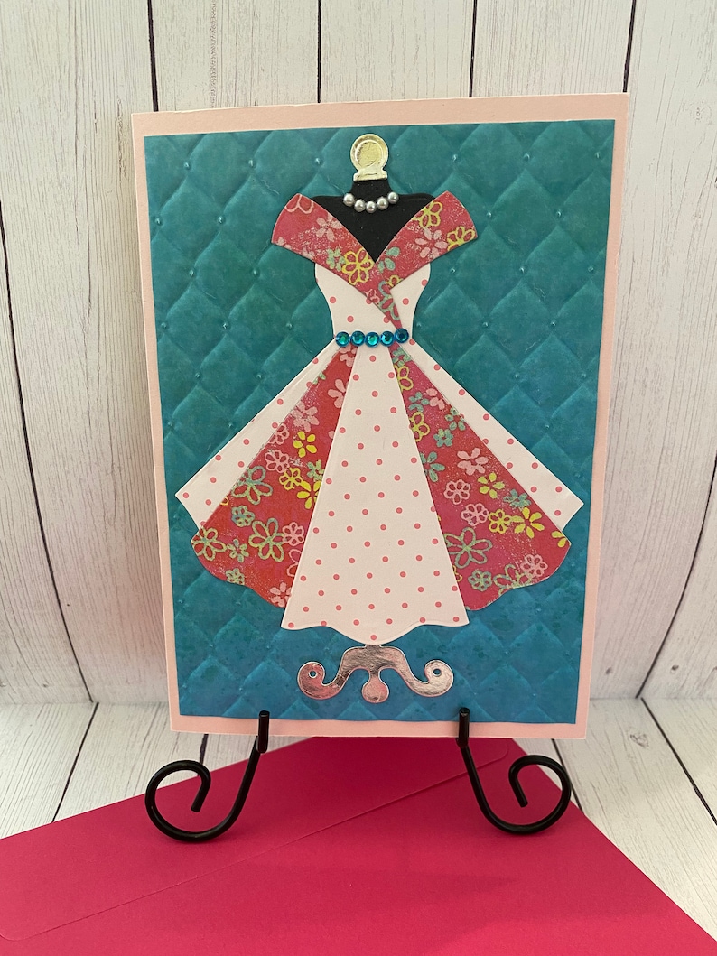 Handmade Retro Dress Card, Fashion Birthday Card, 5x7 - Etsy