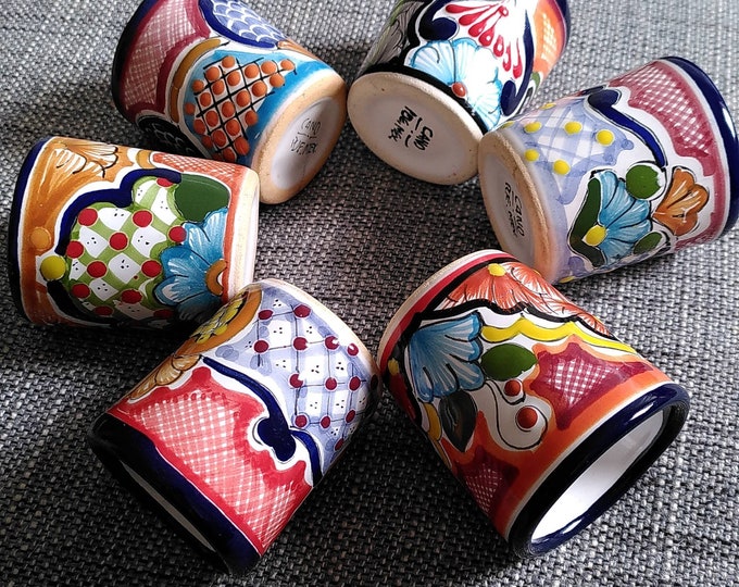 Traditional Mexican Mini Ceramic Tequila Cups Painted by Hand. Shot ...
