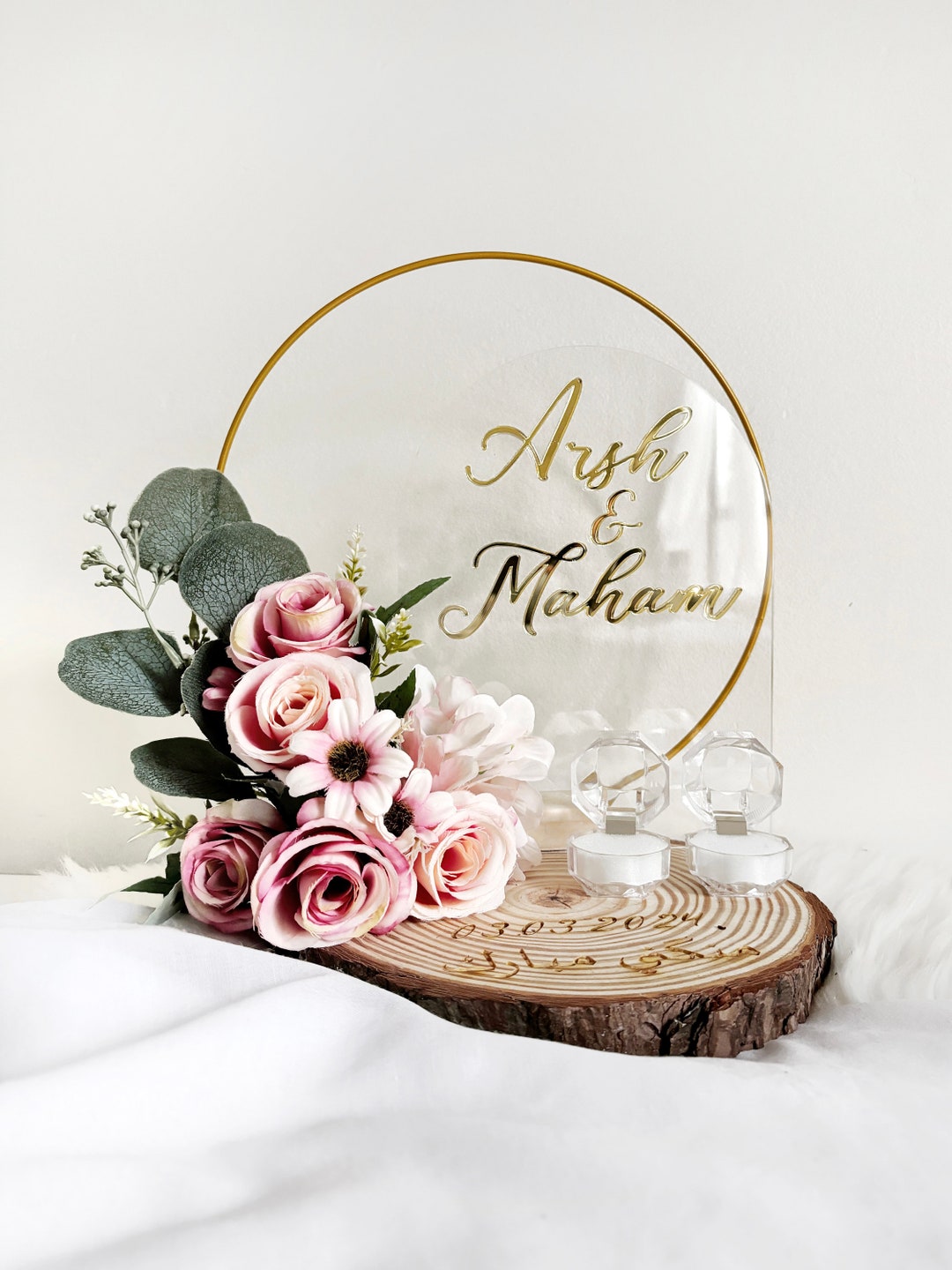 Personalized Engagement Ring Display, Nikkah Ring Tray, Ring Holder ...