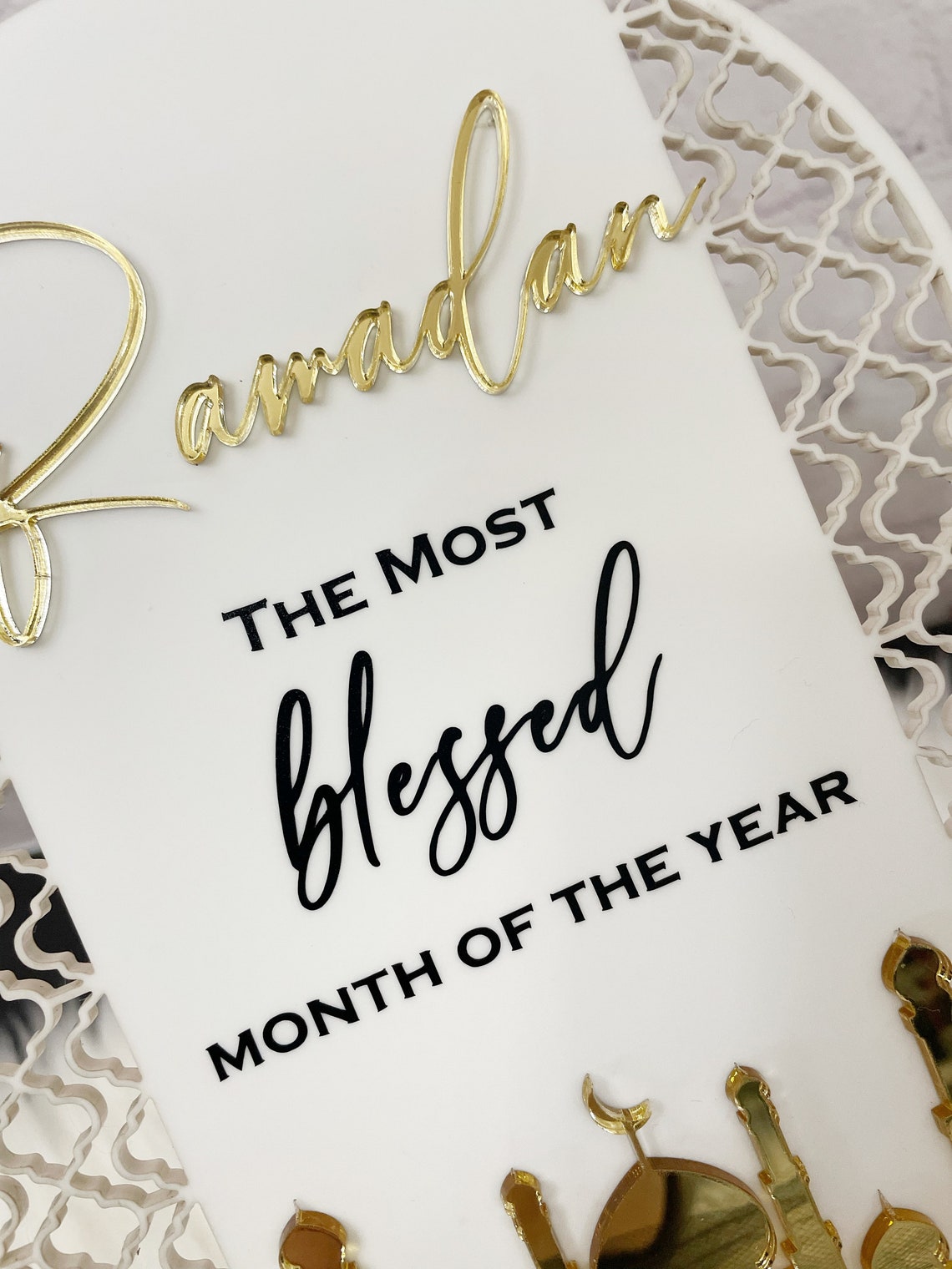Eid Mubarak Sign Ramadan Mubarak Sign Gold & White - Etsy