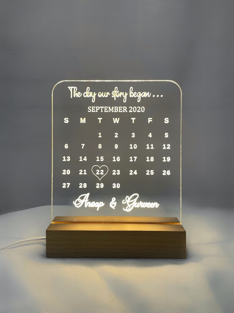 Calendar Date LED Lamp Personalized Lamp for Couples - Etsy