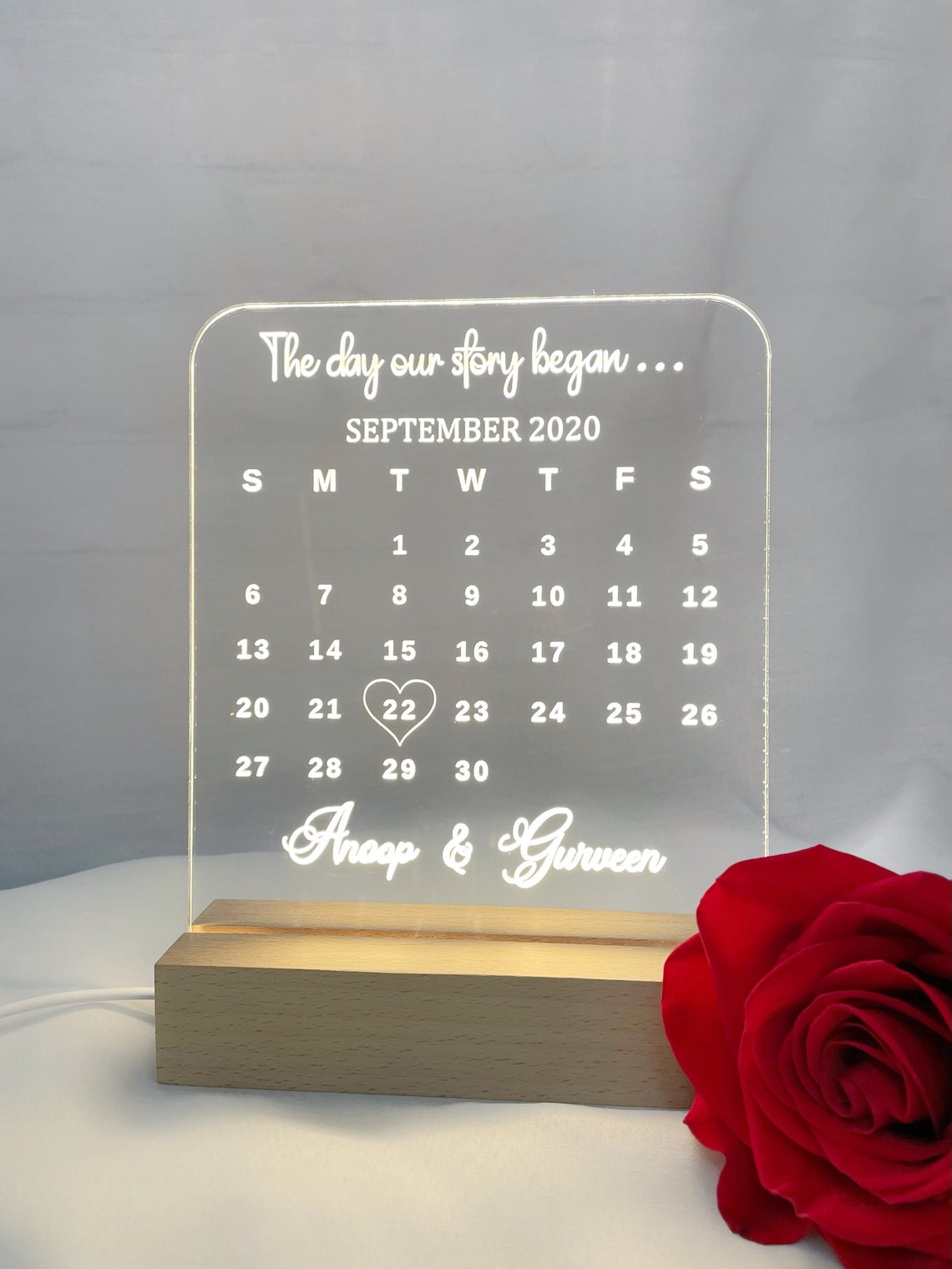 Calendar Date LED Lamp Personalized Lamp for Couples - Etsy