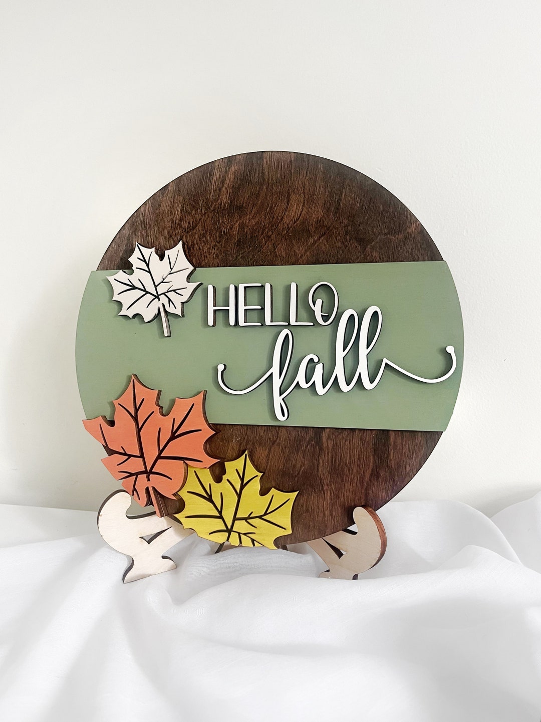 Hello Fall Round Door Sign, Fall Welcome Sign, Family Welcome Sign ...