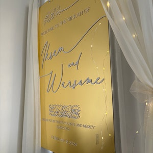 Mirror Nikkah Islamic Sign, Gold Islamic Acrylic Welcome Sign ...