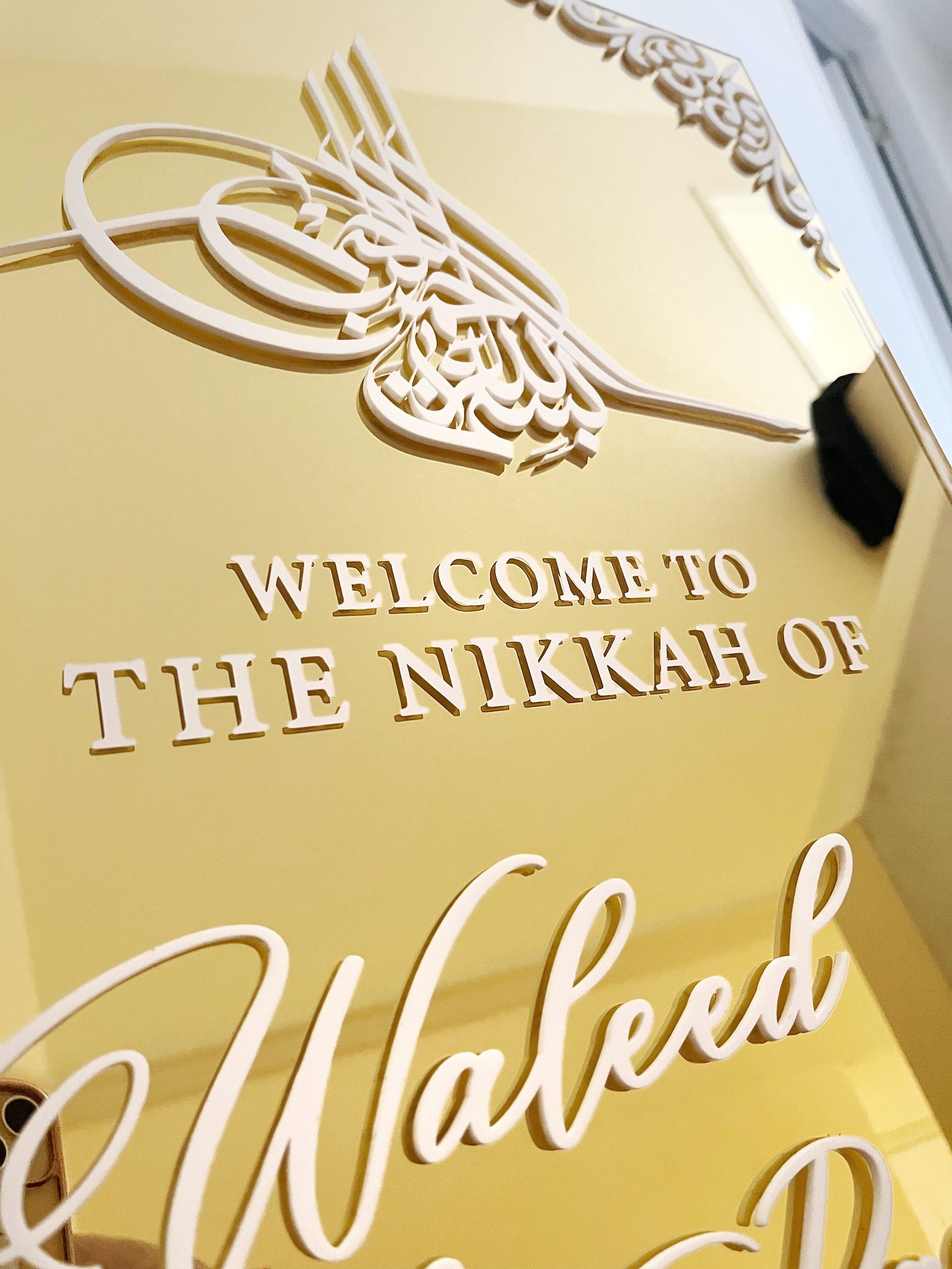 Mirror Nikkah Sign, Islamic Acrylic Welcome Entrance Sign, Personalized ...