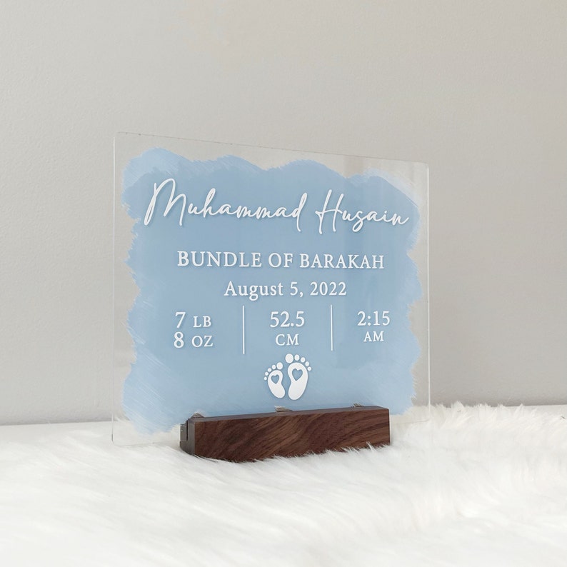 Baby Birth Stat Acrylic Plaque, Birth Announcement Sign, Welcome Baby ...