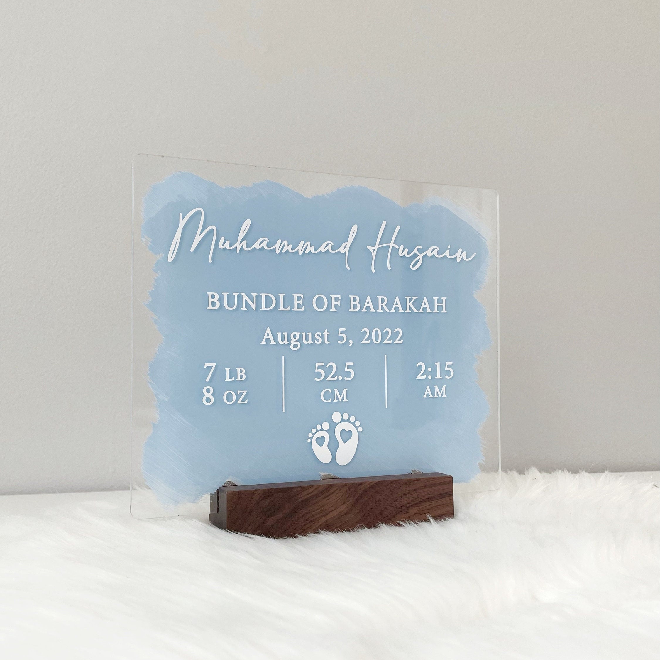 Baby Birth Stat Acrylic Plaque, Birth Announcement Sign, Welcome Baby ...