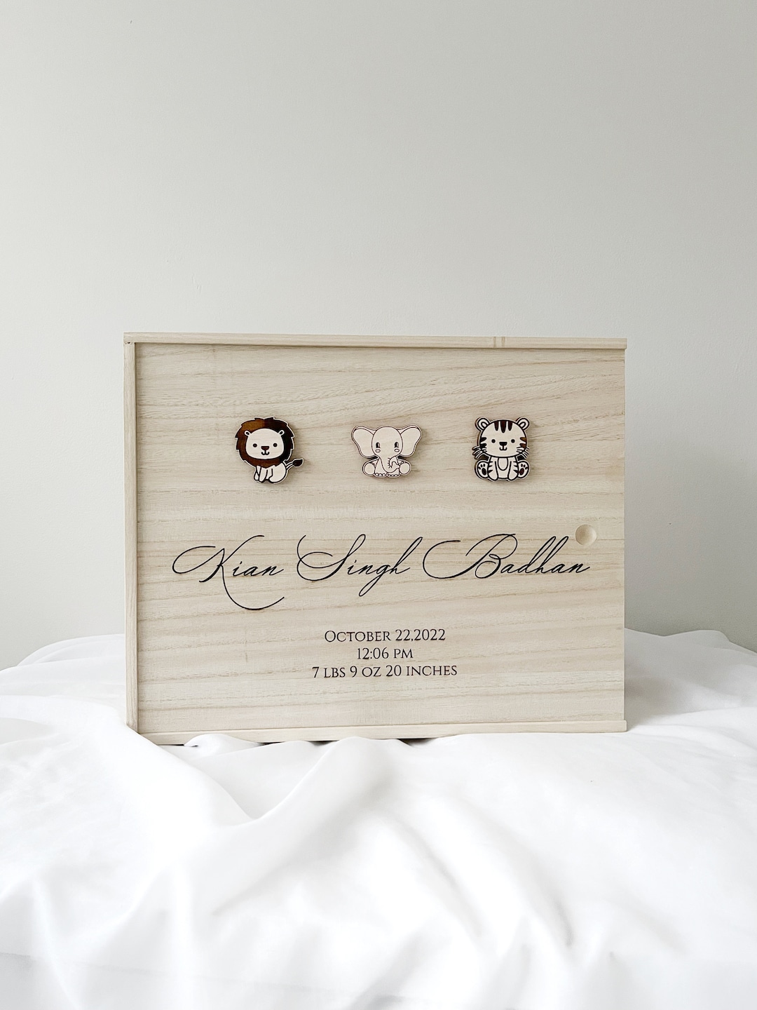 Personalized Wooden Baby Keepsake Box, Large Custom Baby Memory Box ...
