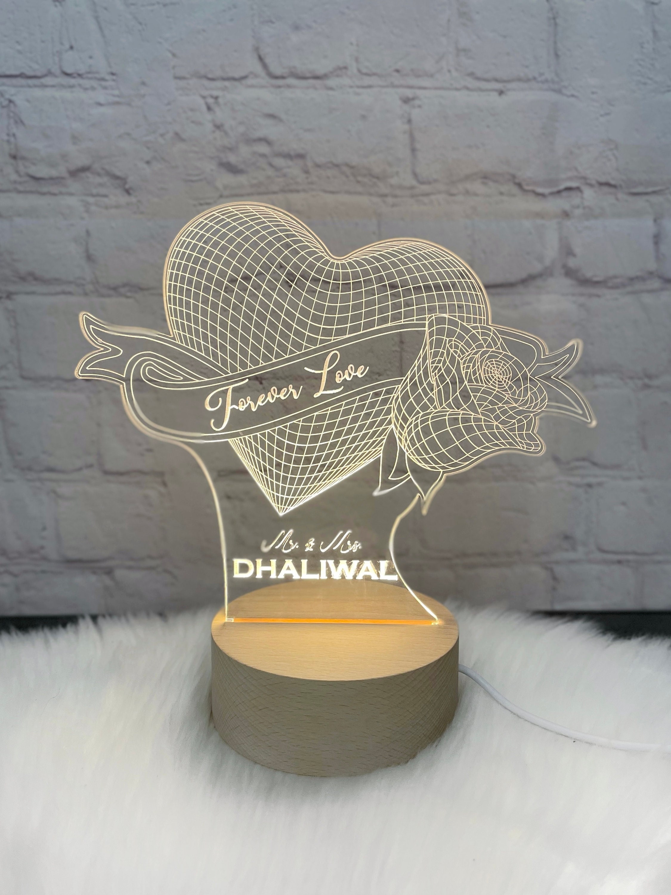 Custom Photo LED Lamp, Personalized Lamp for Couples, Valentine's Day ...