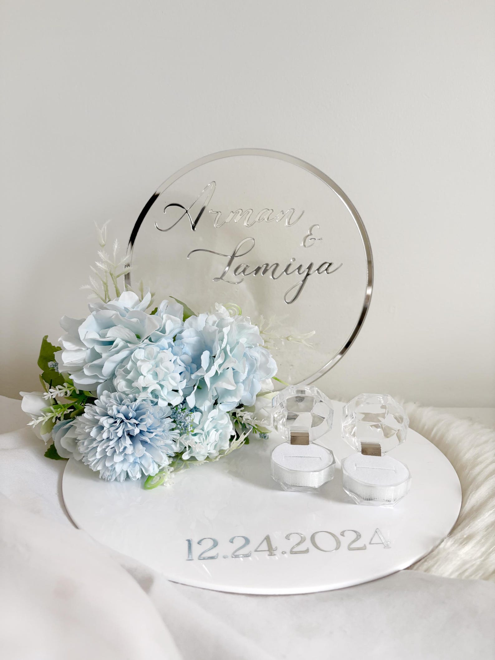 Personalized Engagement Ring Display, Acrylic Nikkah Ring Tray, Ring ...