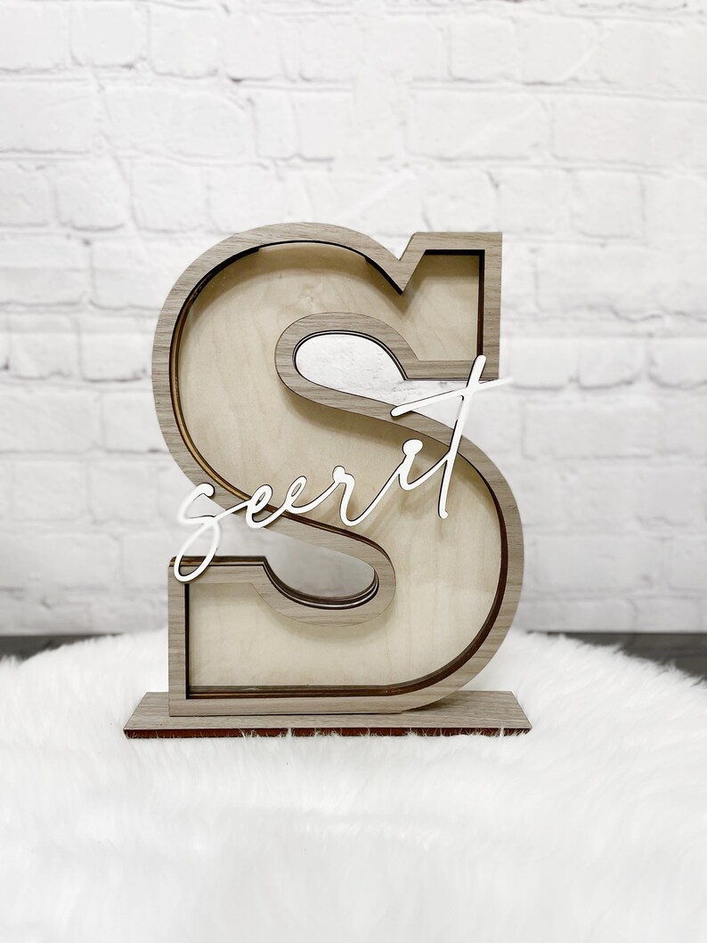 Custom Alphabet Letter Personalized Wooden Money Bank for | Etsy