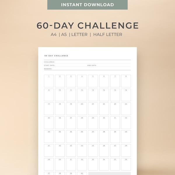 60 Day Tracker Printable - Etsy