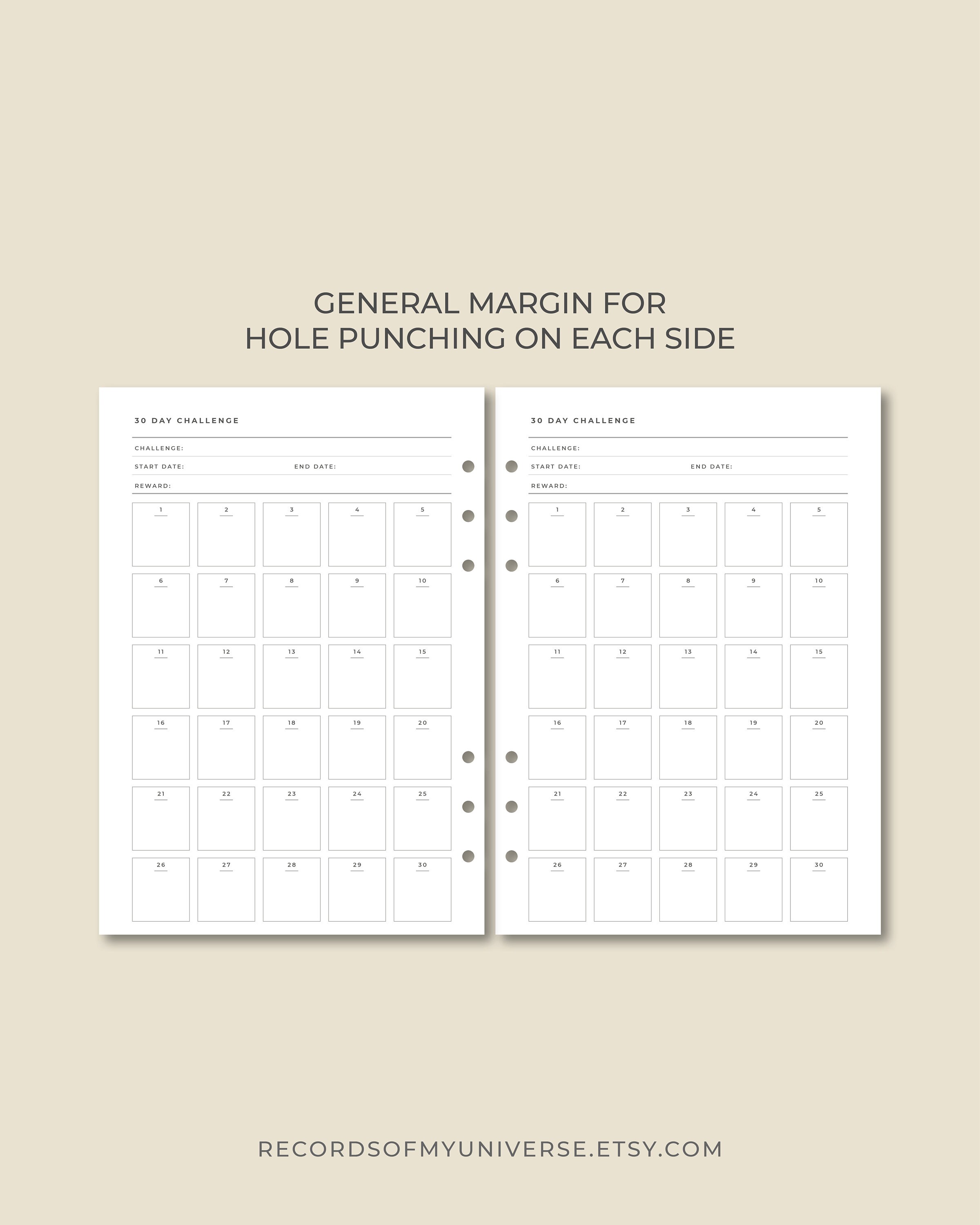 Printable & Editable 30 Day Challenge Goal Tracker | A4, A5, Letter ...