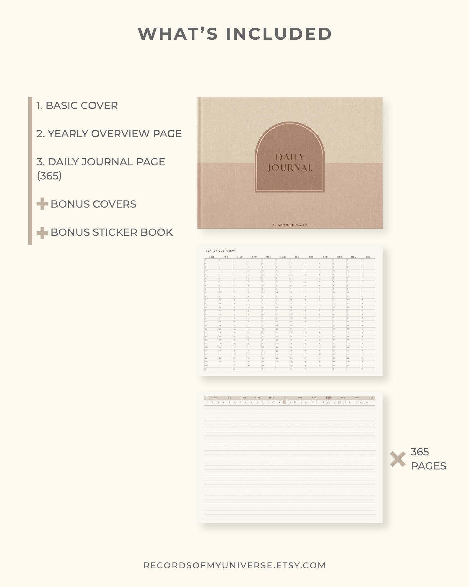 365-day Landscape Digital Daily Journal Book | Hyperlinked PDF File ...