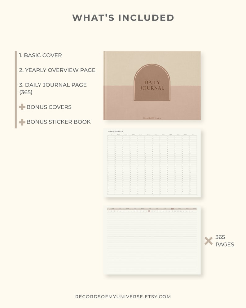 365-day Landscape Digital Daily Journal Book | Hyperlinked PDF File ...