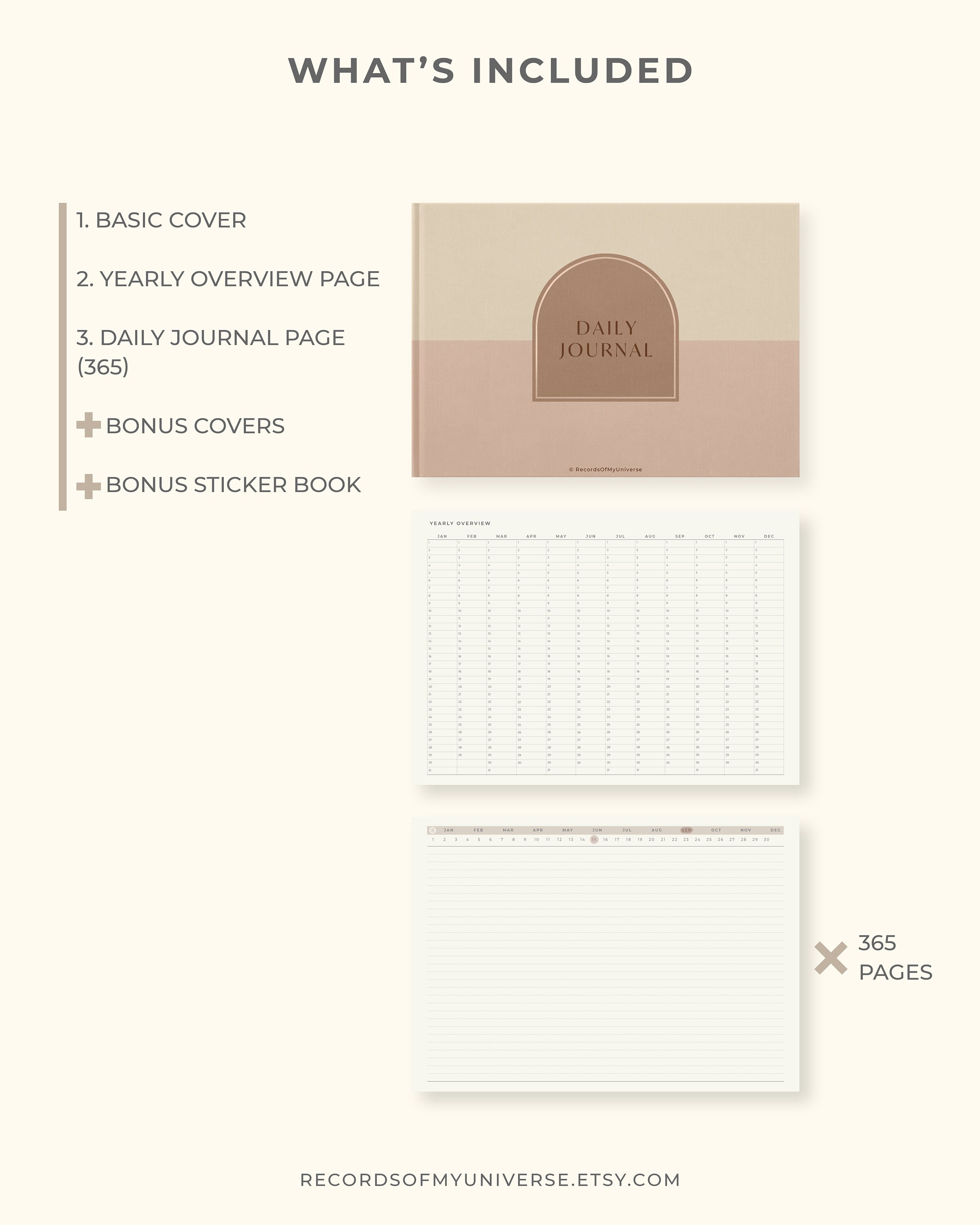 365-day Landscape Digital Daily Journal Book | Hyperlinked PDF File ...