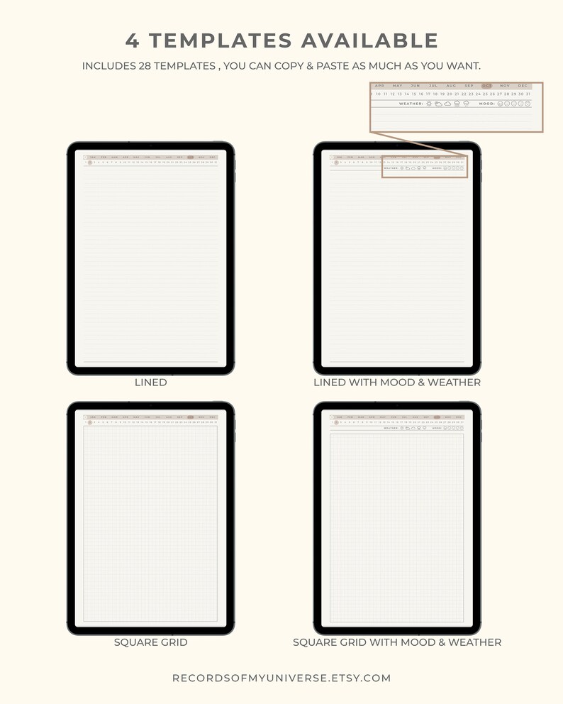 365-day Portrait Digital Daily Journal Book | Hyperlinked PDF File ...