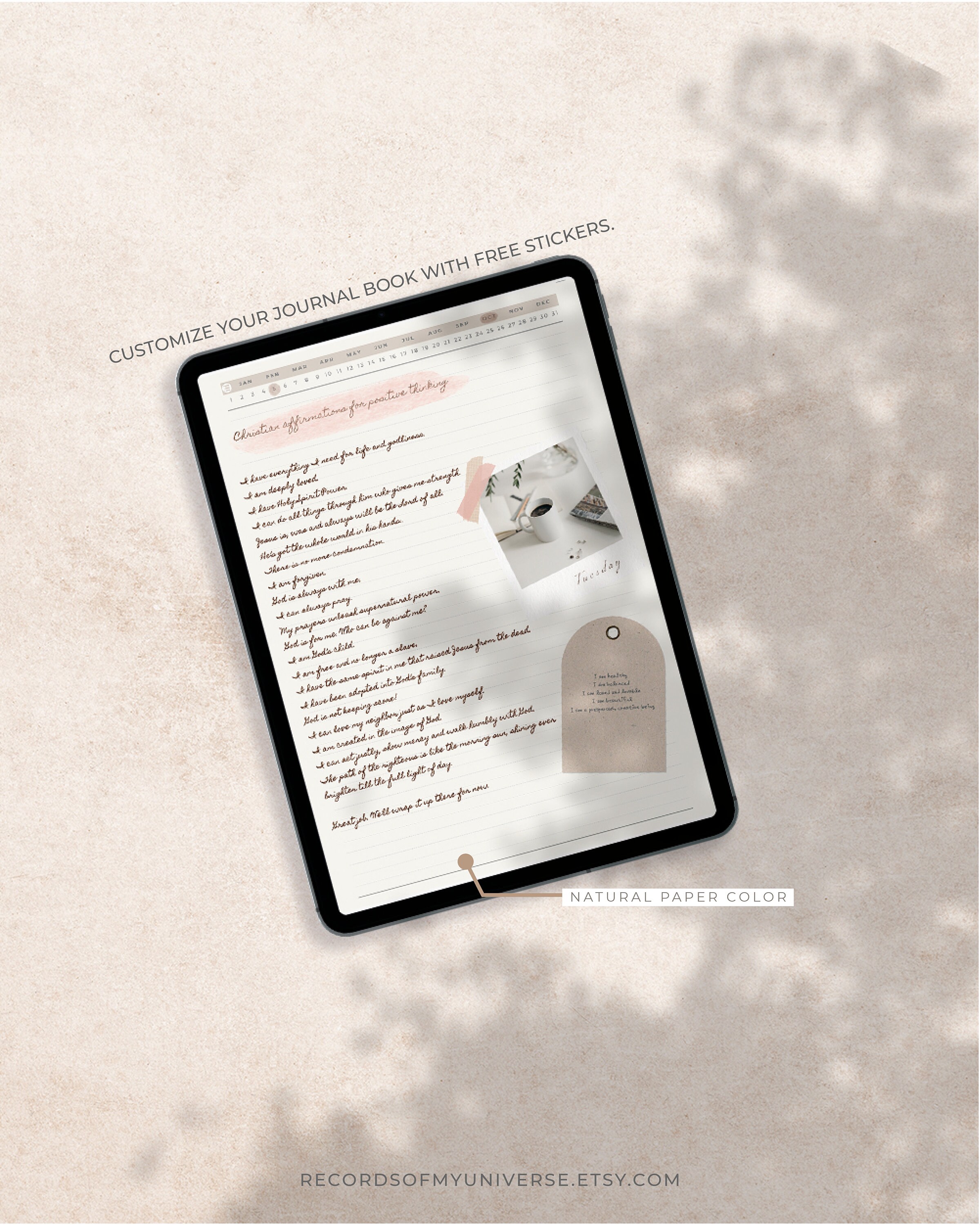 365-day Portrait Digital Daily Journal Book | Hyperlinked PDF File ...