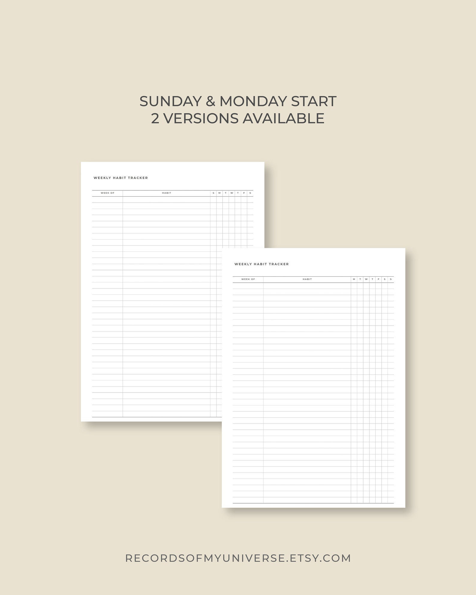 Printable & Editable Weekly Habit Tracker | Mon,sun Start | A4, Letter ...