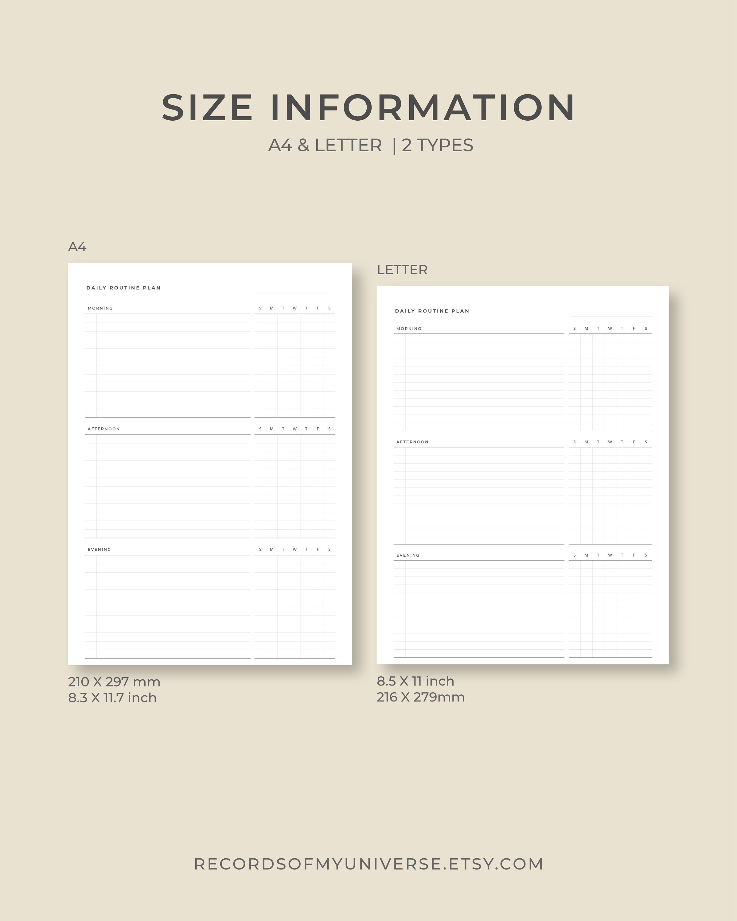 Printable & Editable 2 Types of Daily Routine Planner | A4 , Letter ...
