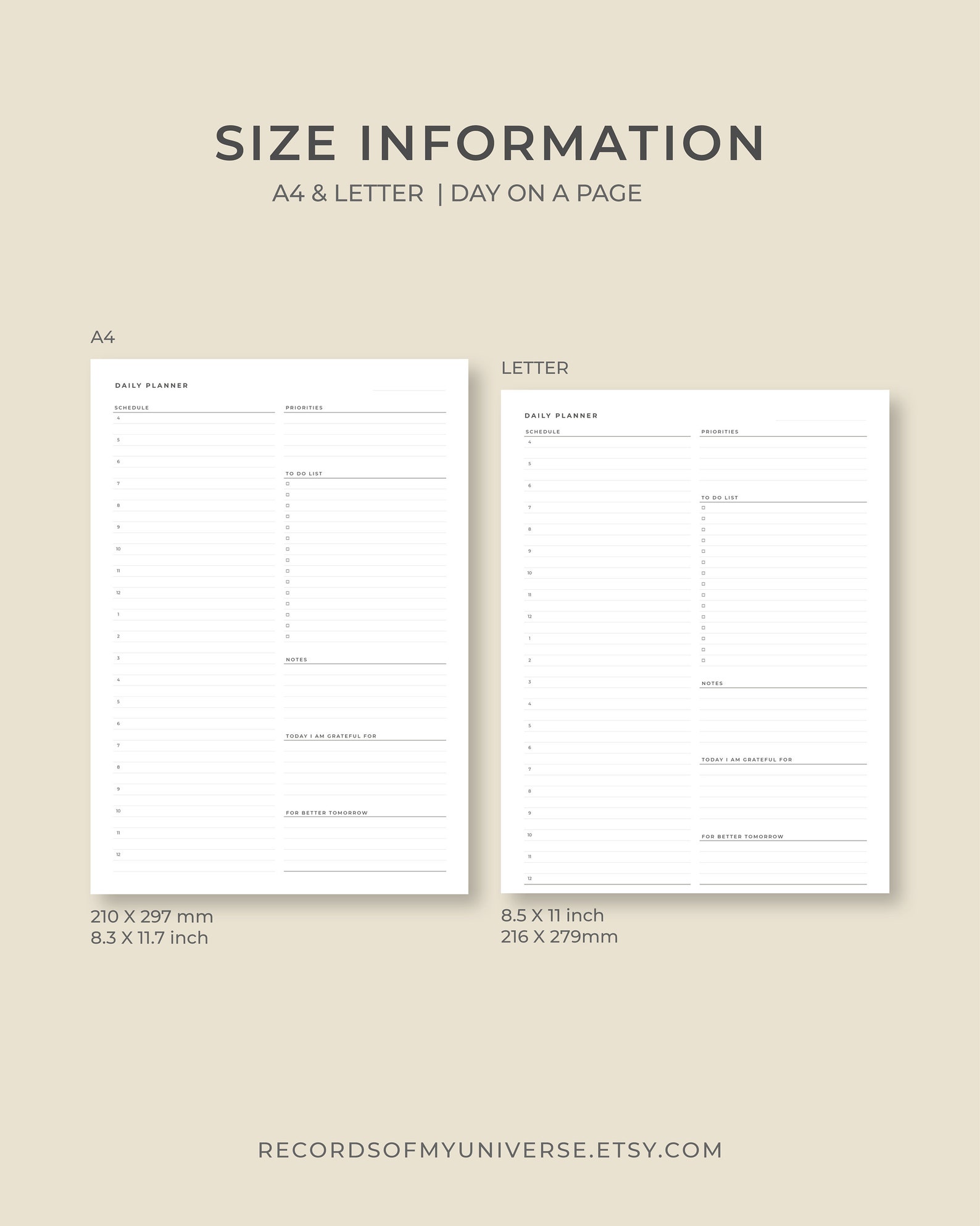 Editable & Printable A4, Letter Simple Daily Hourly Schedule Planner ...