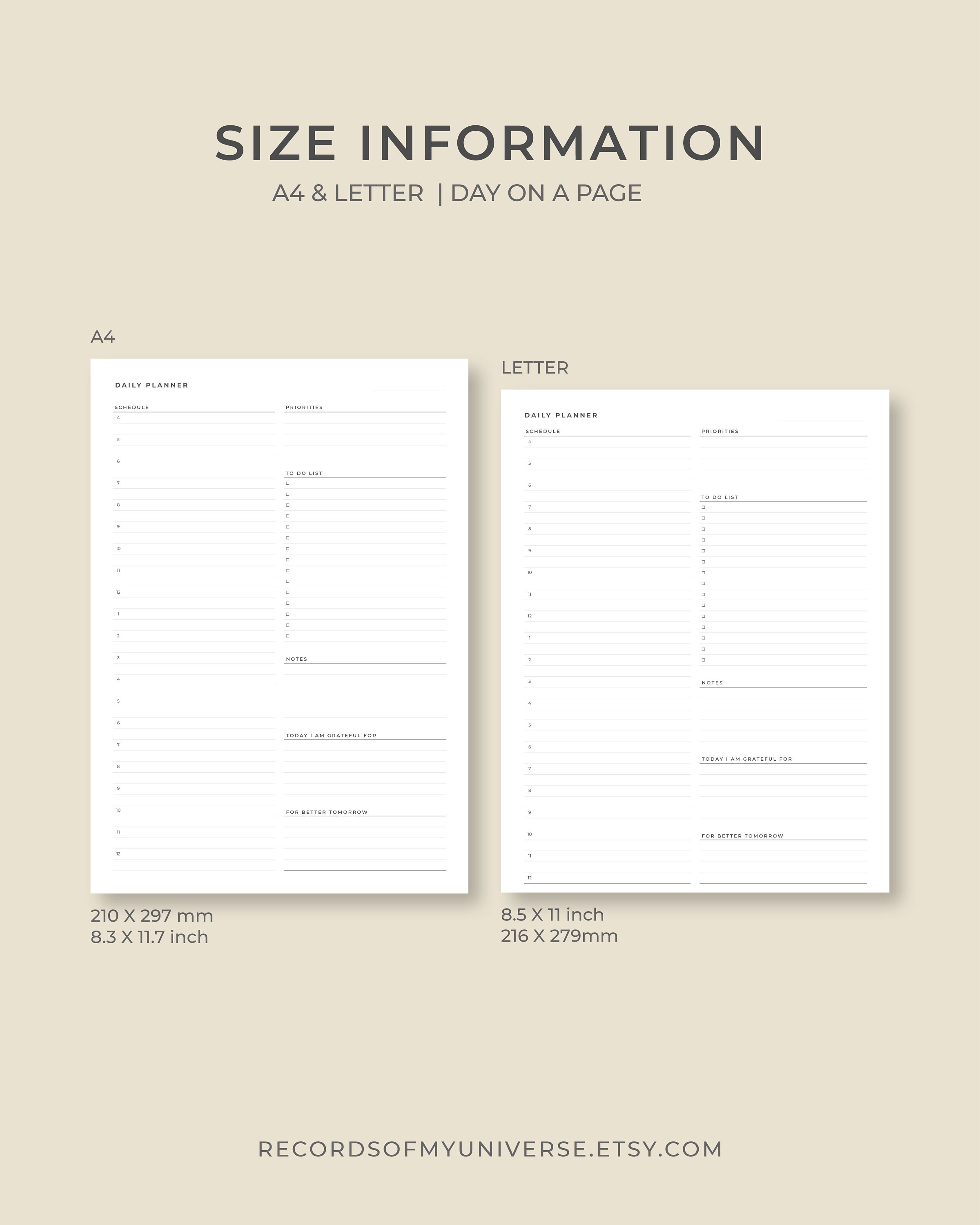 Editable & Printable A4, Letter Simple Daily Hourly Schedule Planner ...