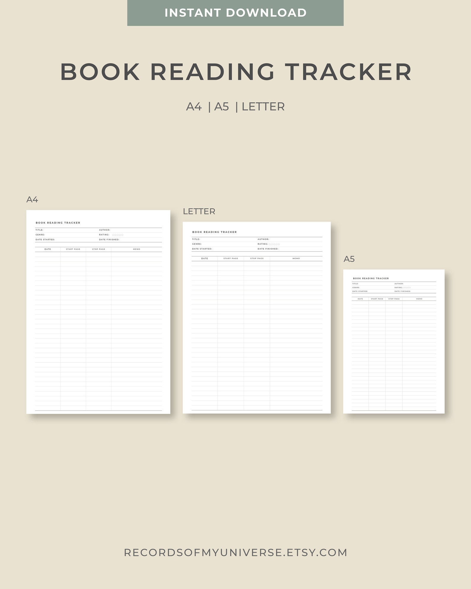 Printable & Editable Book Reading Planner Package A4, A5, Letter Size ...