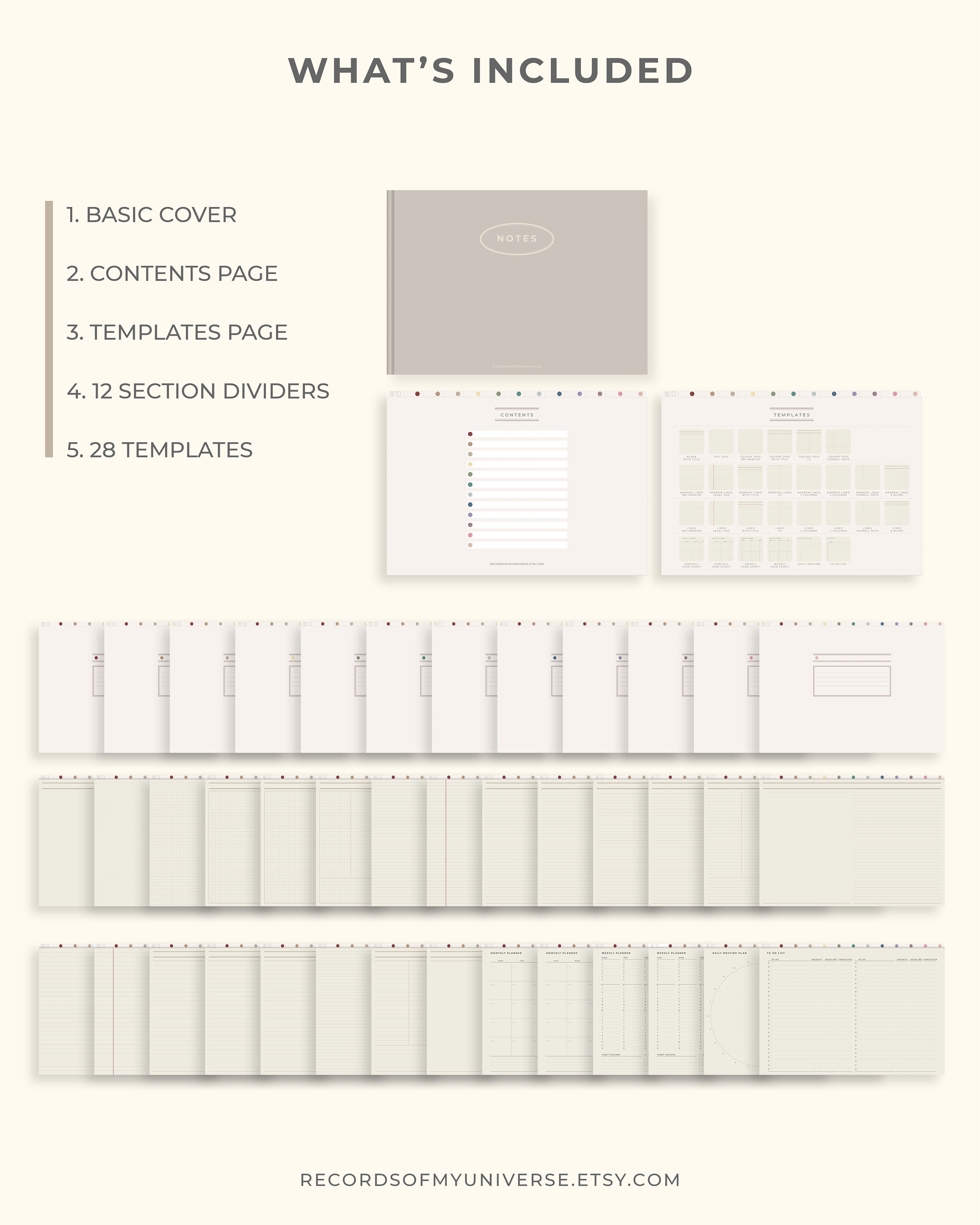 12 Sections of Landscape Digital Notebook Template Hyperlinked PDF File ...