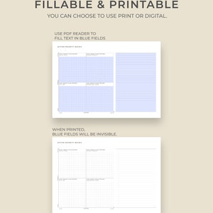 Printable & Editable A4 Letter Size Action Priority Matrix - Etsy