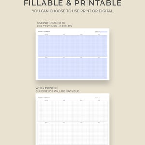 Editable & Printable _ A4 , Letter Size Minimal Weekly Square Grid ...