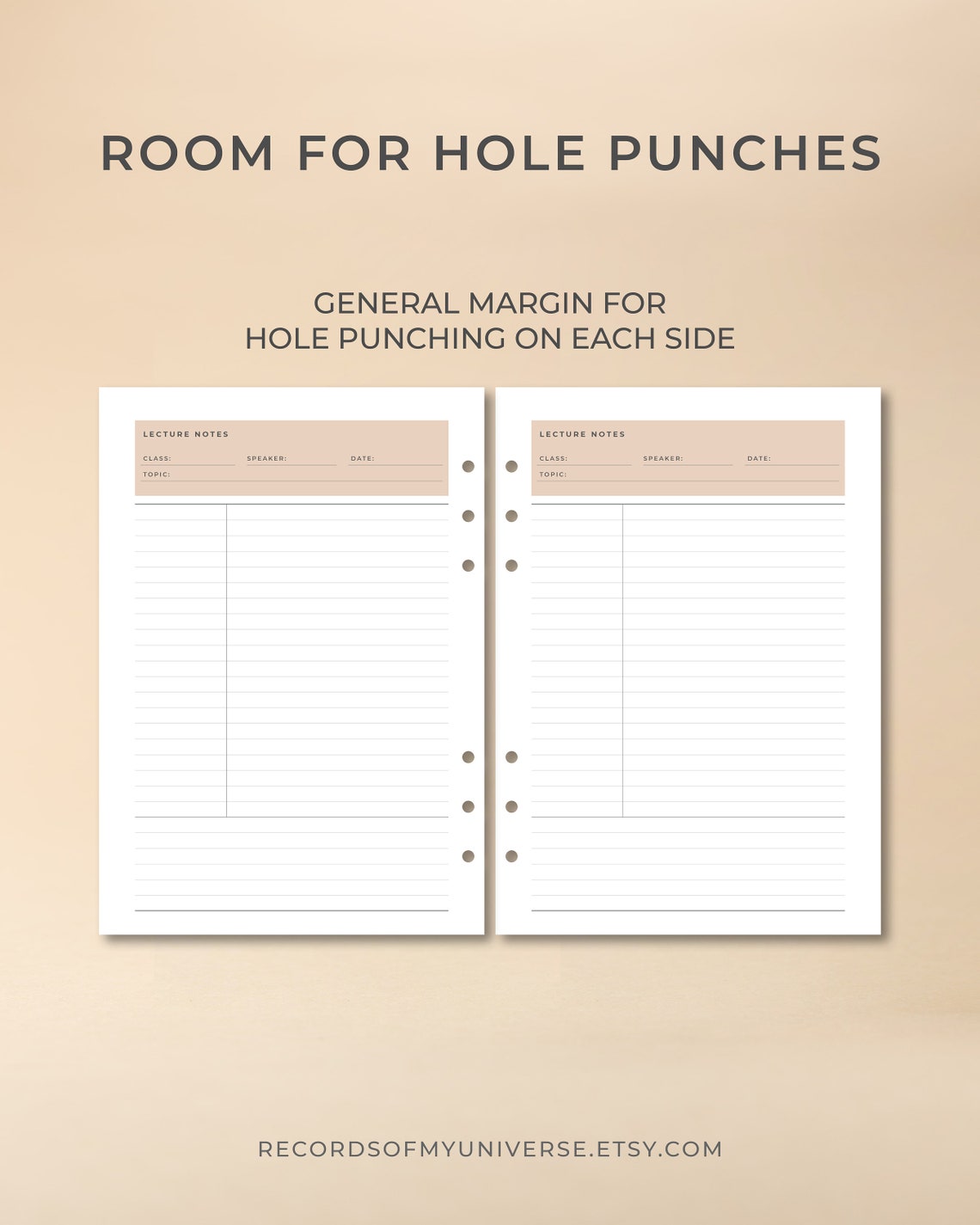 8 Pastel Colors of Printable Lecture Notes Available in 4 - Etsy