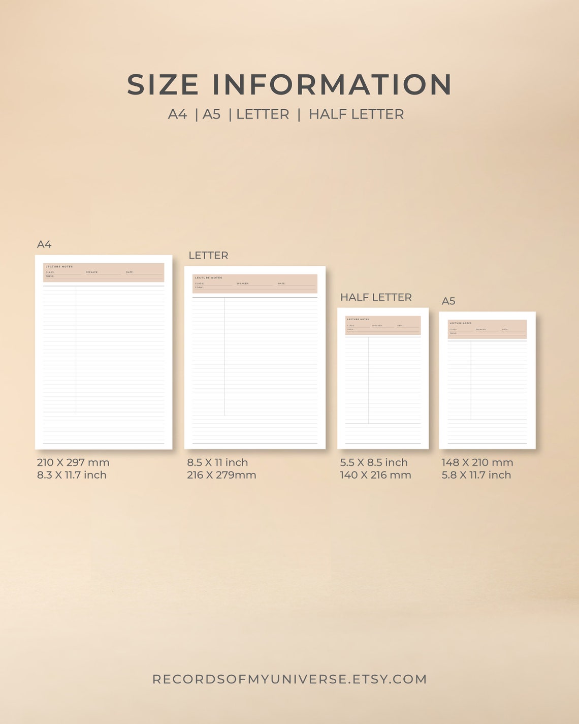 8 Pastel Colors of Printable Lecture Notes Available in 4 - Etsy
