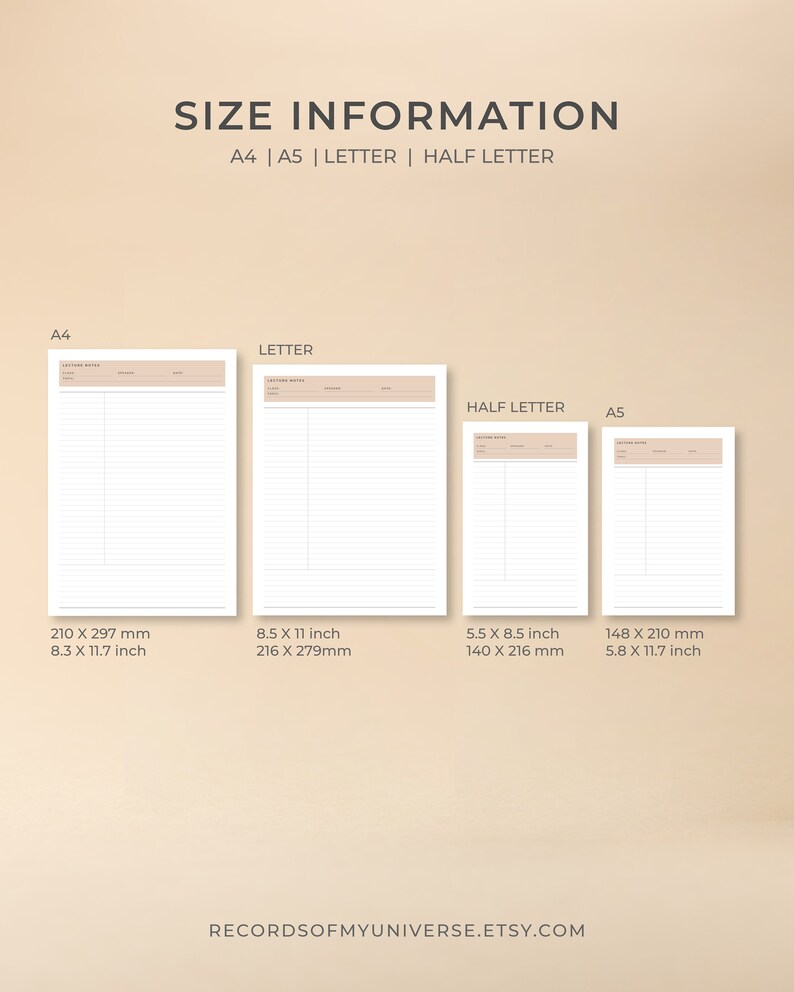 8 Pastel Colors of Printable Lecture Notes Available in 4 Types | A4 ...