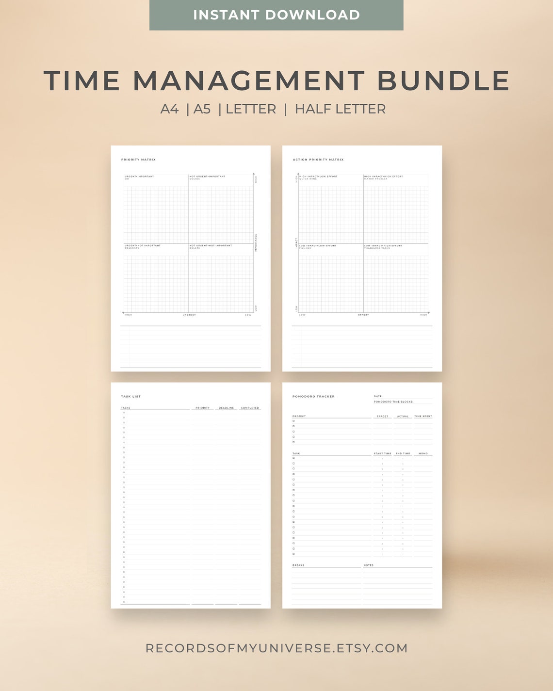 Printable & Editable Time Management Bundle A4 A5 Letter - Etsy