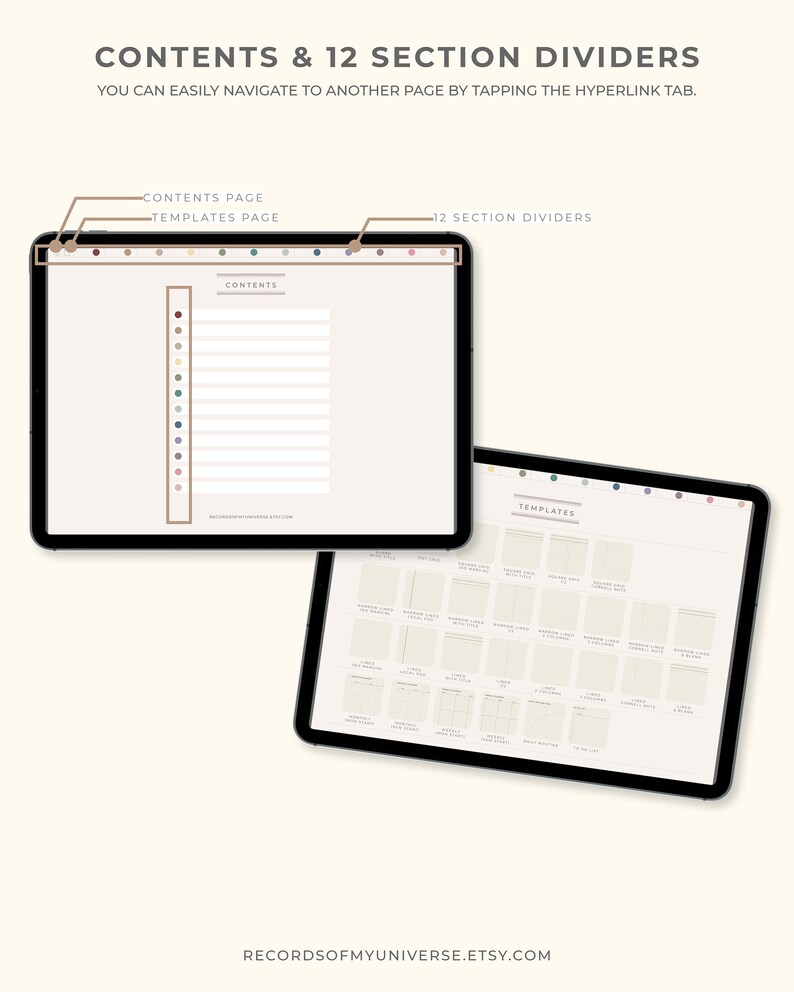 12 Sections of Landscape Digital Notebook Template Hyperlinked PDF File ...