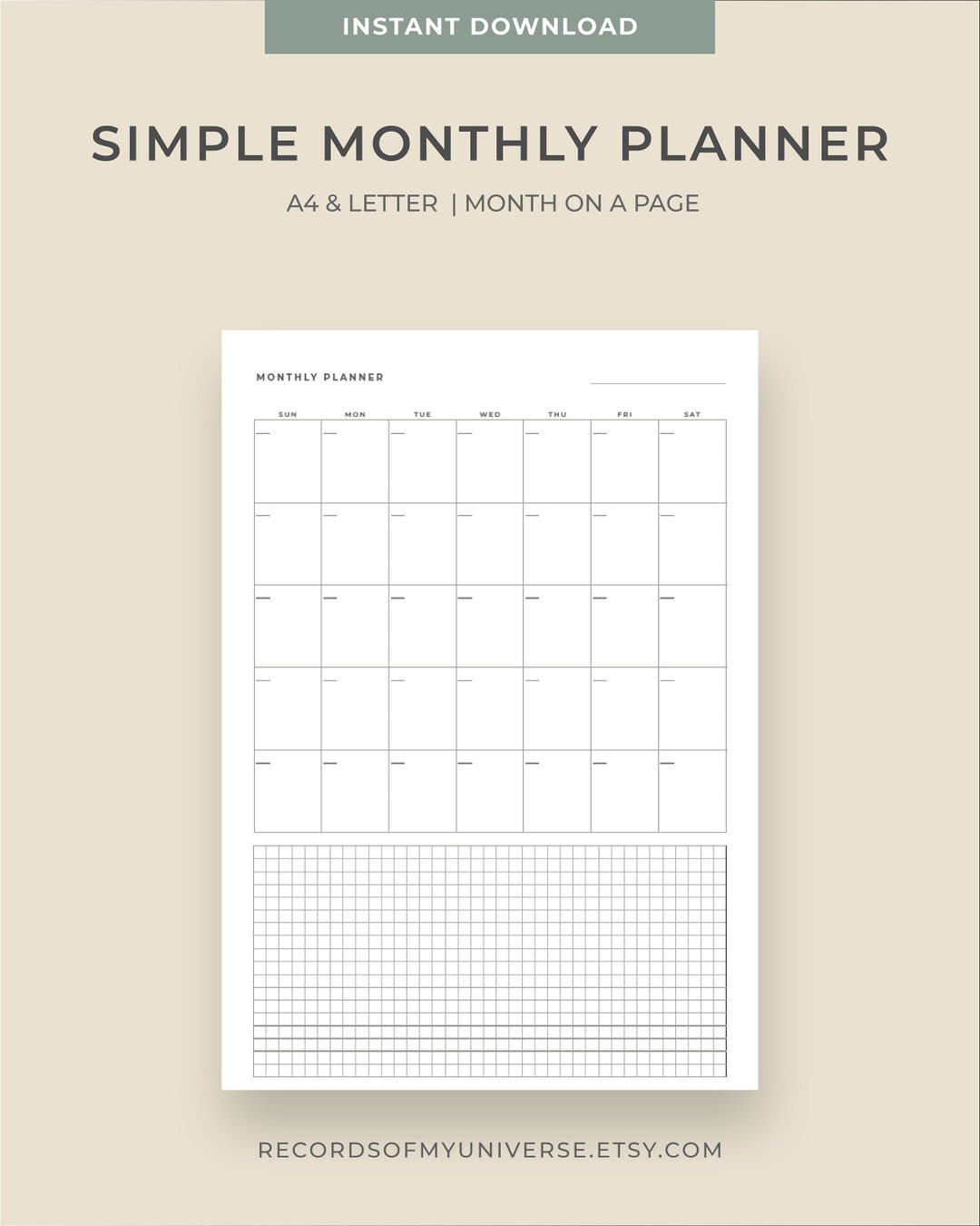 Printable & Editable Simple Monthly Schedule Planner Template | A4 ...